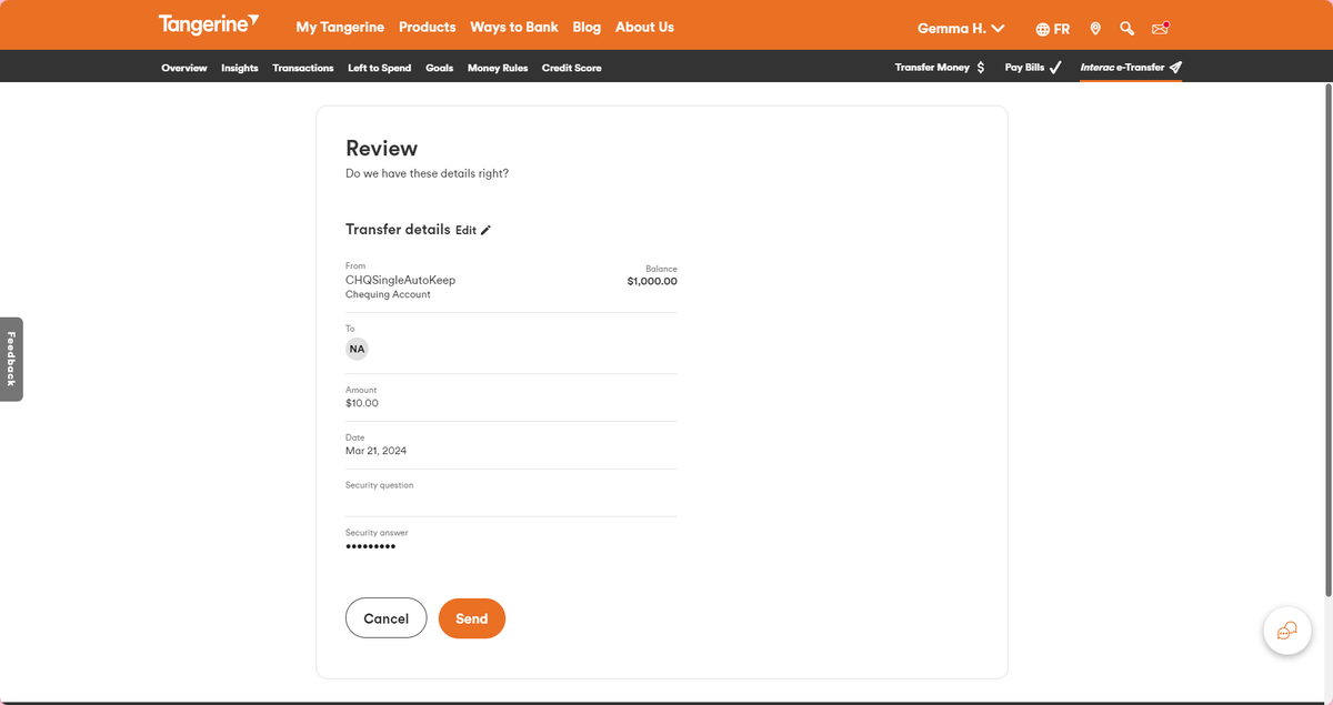 How to add a new Interac contact and send money by Interac e-transfer ...
