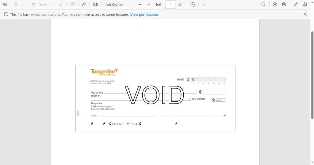 How do I get a void cheque? | Tangerine