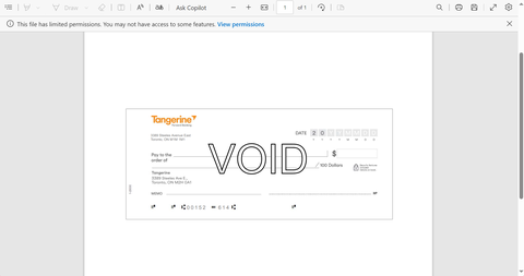 How do I get a void cheque? | Tangerine