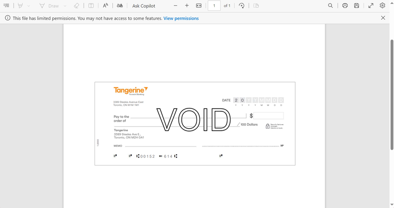 How do I get a void cheque? | Tangerine